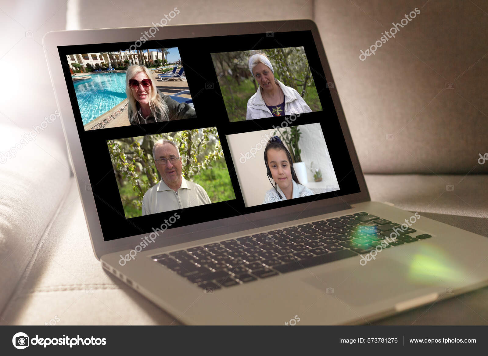 Video Call Home Screen Webcam Communicate Online Stock Photo by ...