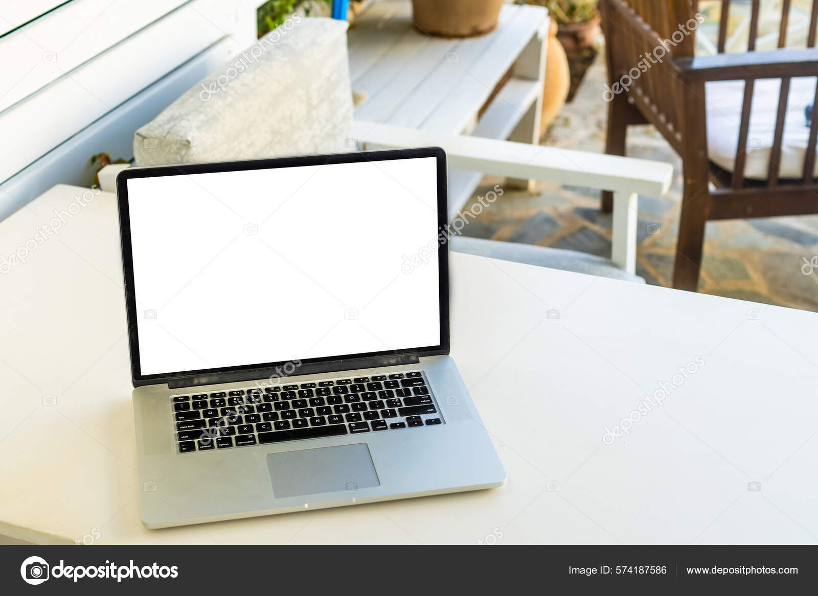 Grey Laptop Computer Open Keyboard Deckchair Stock Photo by ©sinenkiy ...