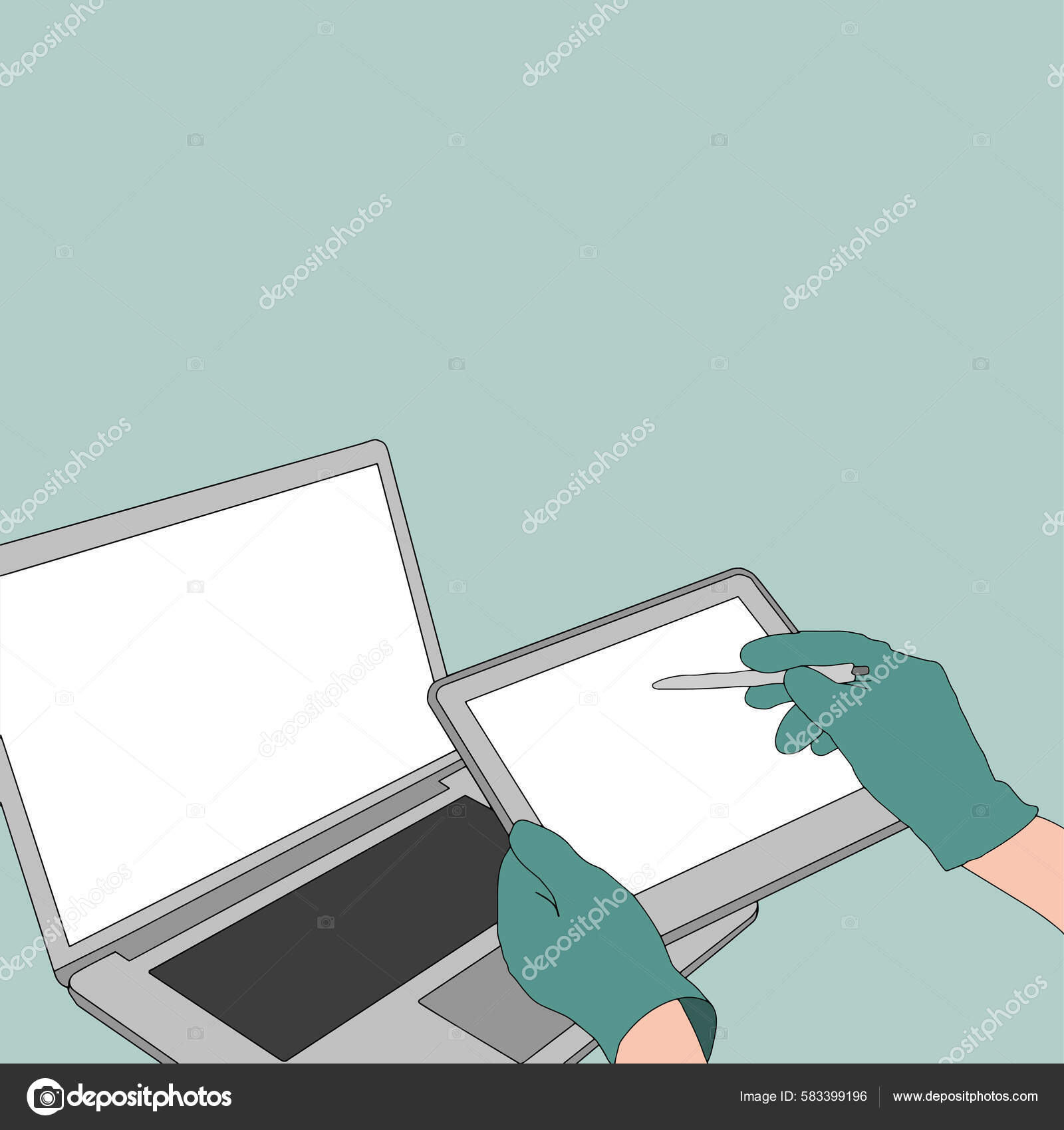 Hand Illustration Drawing Pad Vector Illustration Stock Vector Image by ...