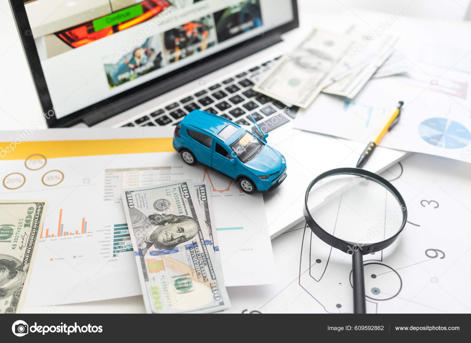 Toy Car Banknotes Background — Stock Photo © sinenkiy #609592862