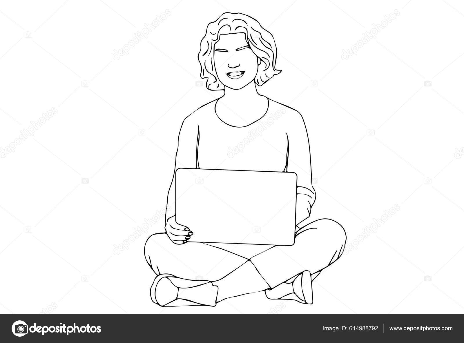 Continuous Line Drawing Girl Student Woman Outline College Woman ...