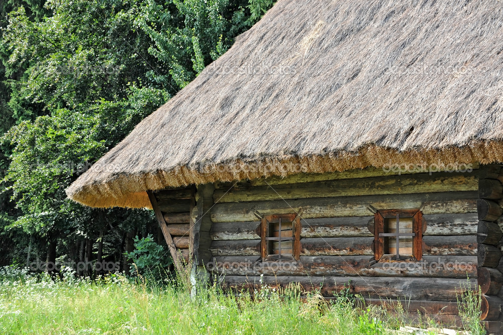 Ancient hut with a straw roof — Stock Photo © unkas #27930593