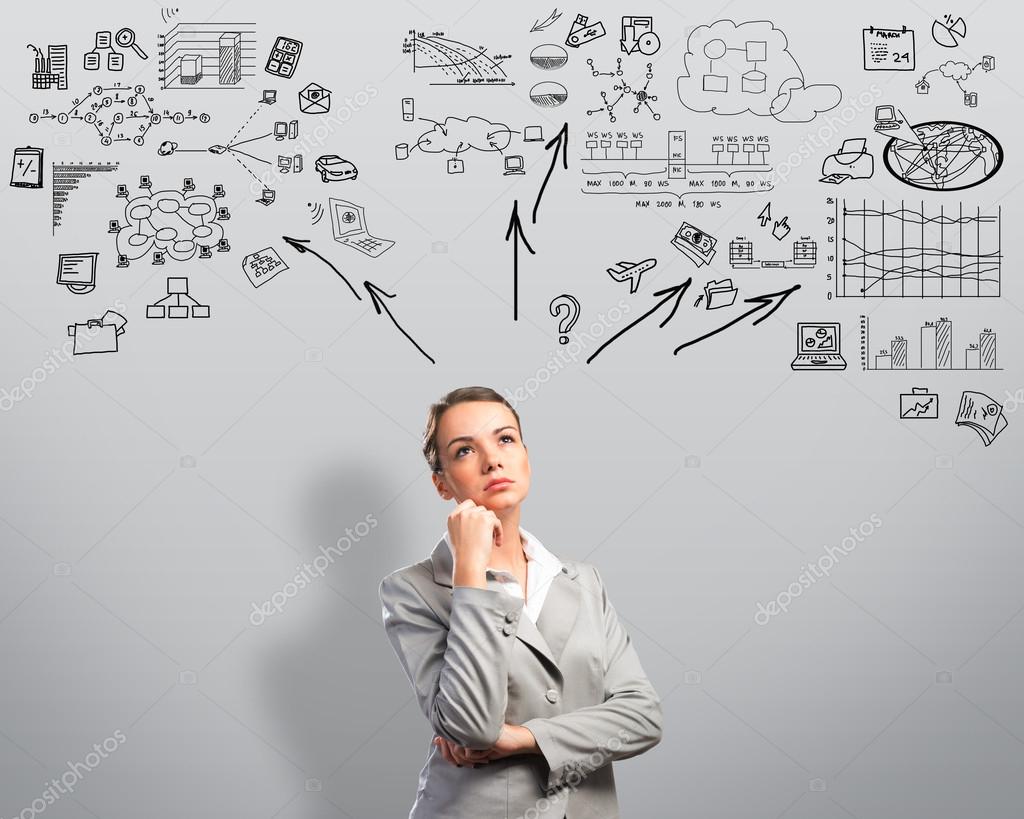 Thinking business woman Stock Photo by ©Khakimullin 39091559