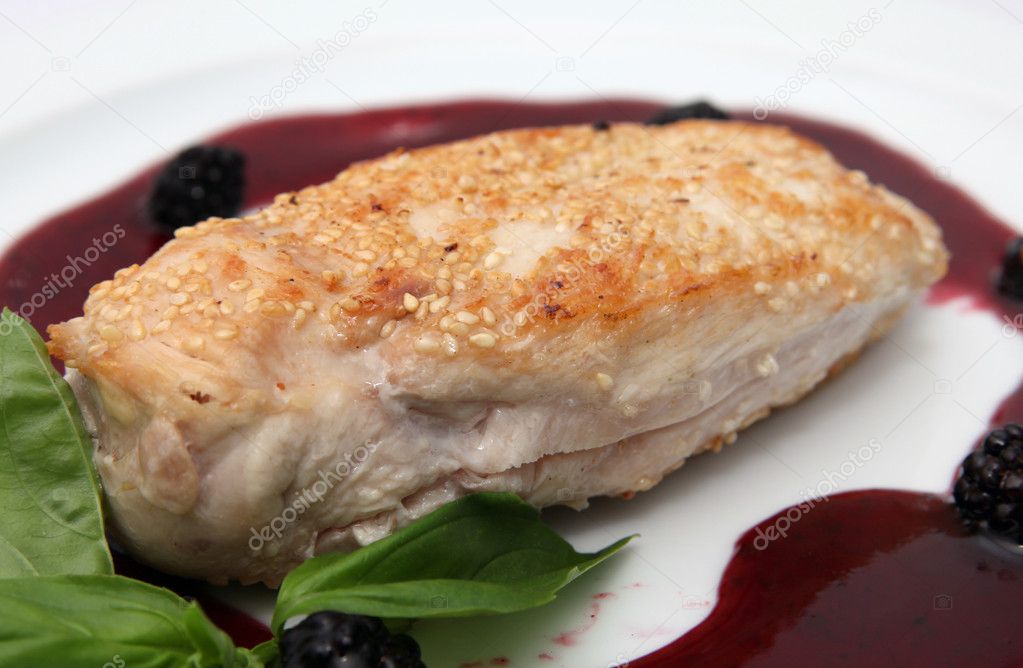 Pechuga de pollo rellena con salsa de moras 2022