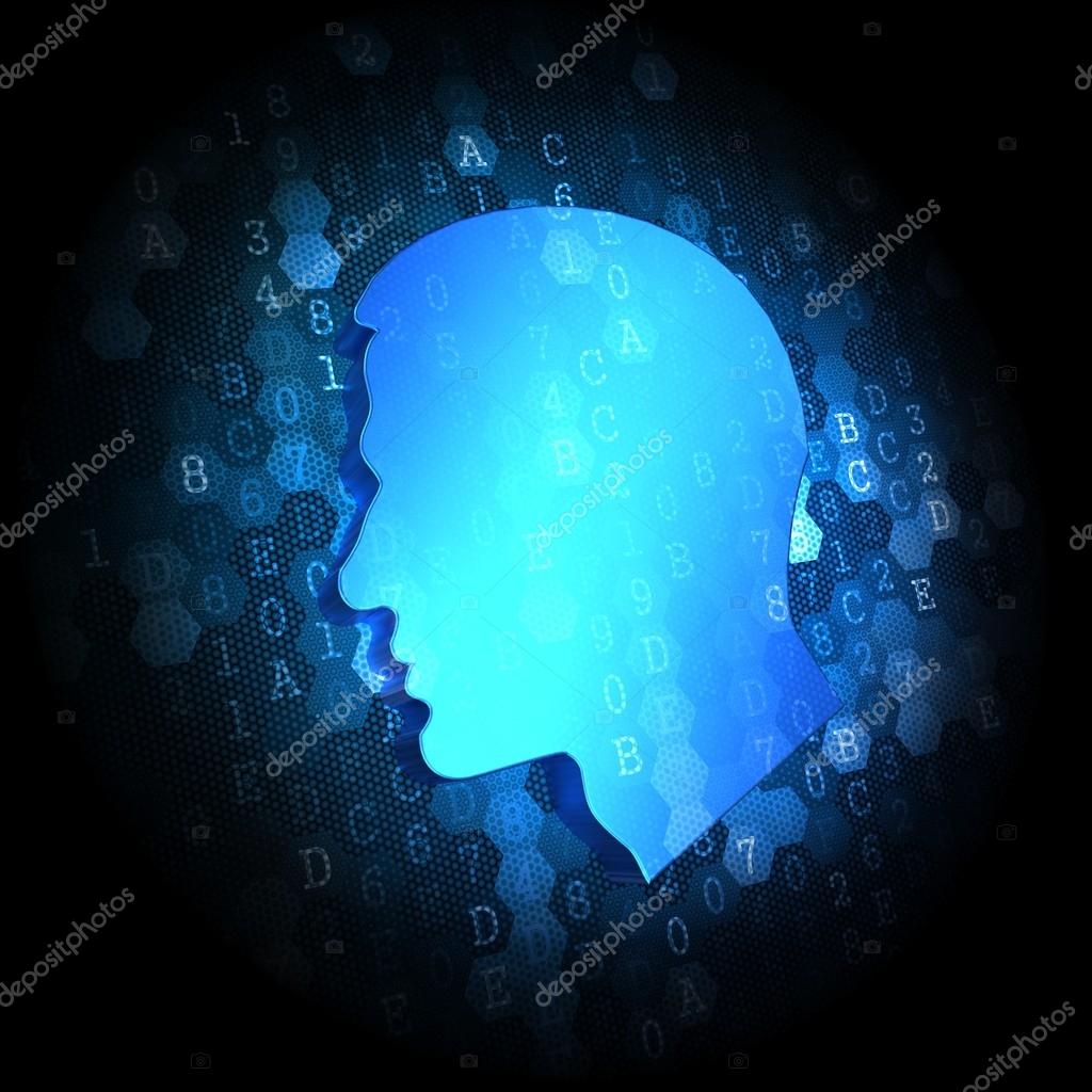 Profile of Human Head on Digital Background. Stock Photo by ...