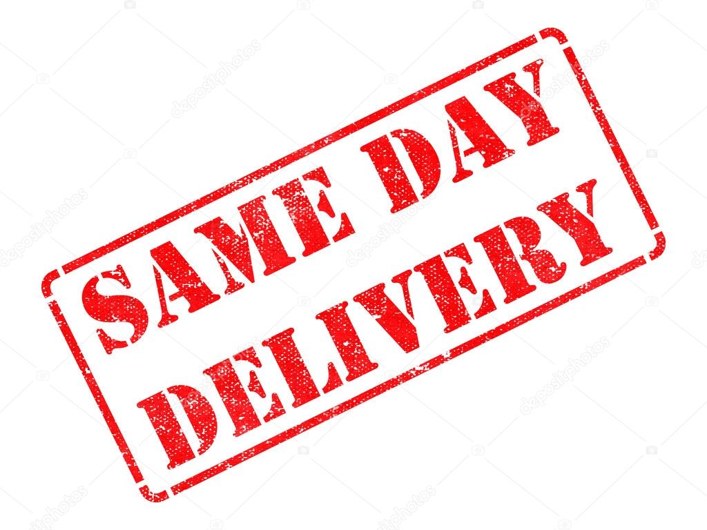 Same Day Delivery on Red Rubber Stamp. — Stock Photo © tashatuvango ...