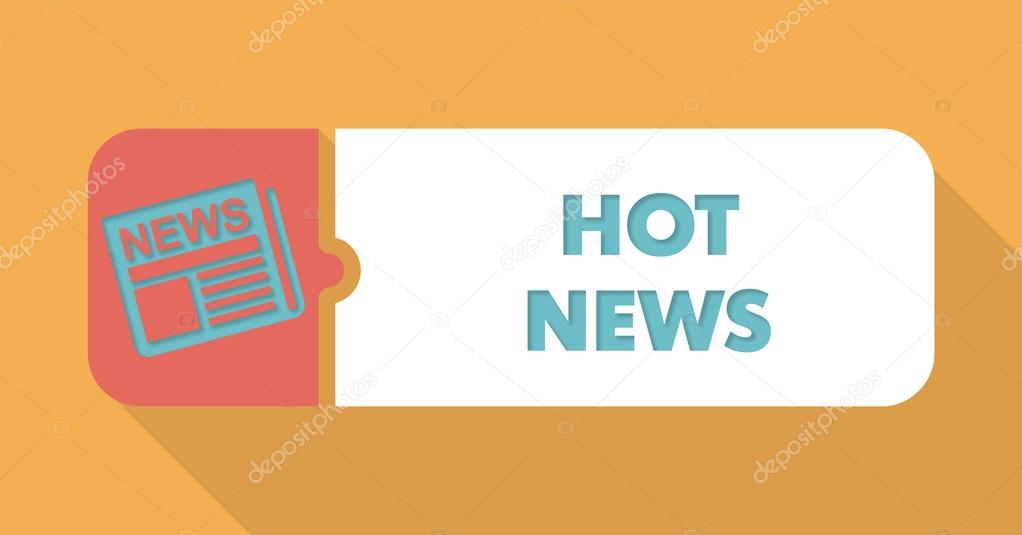 Hot News Concept in Flat Design on Orange Background. — Stock Photo ...