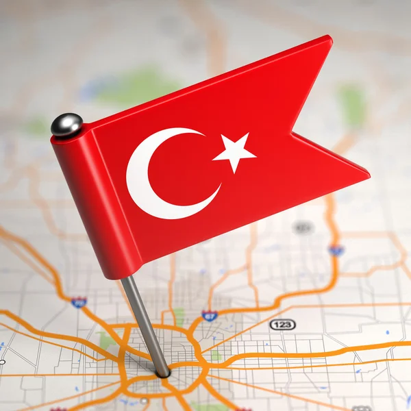 Turkey Small Flag on a Map Background. - Stock Image - Everypixel