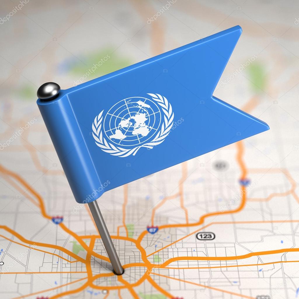 United Nations Small Flag on a Map Background. – Stock Editorial Photo ...