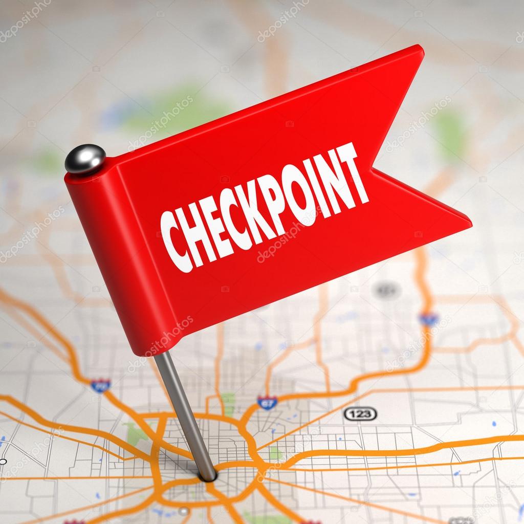 Checkpoint - Small Flag on a Map Background. Stock Photo by ...