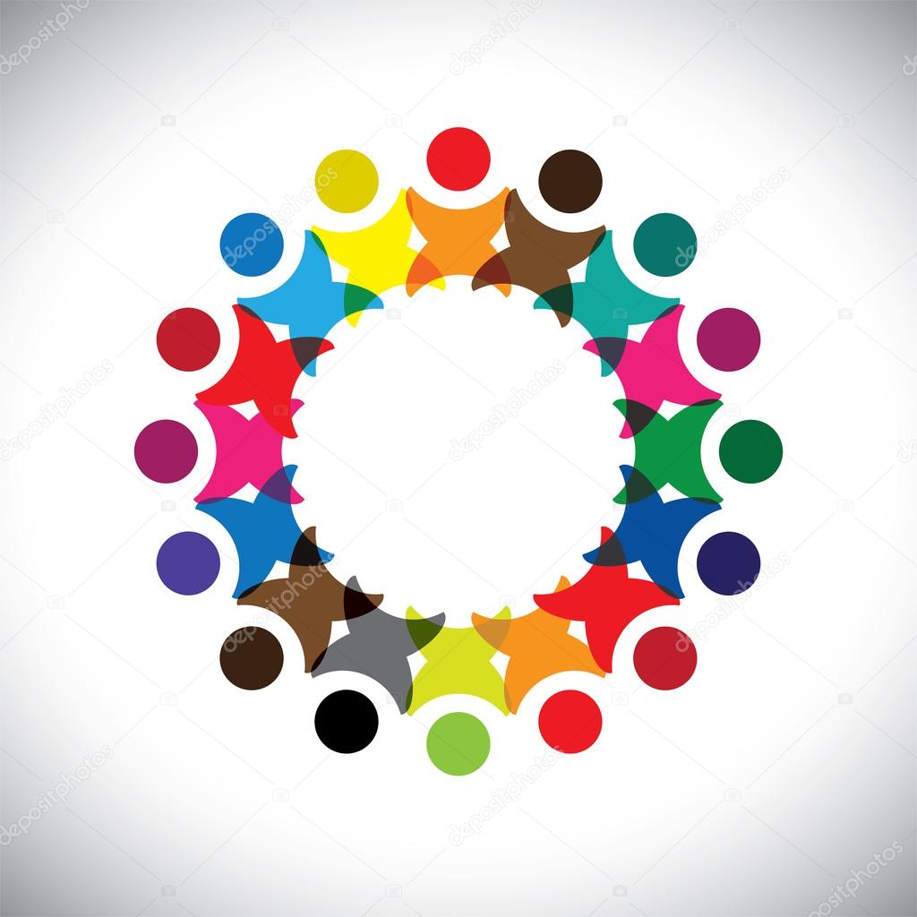 Concept vector graphic- abstract colorful employee unity icons(s Stock ...