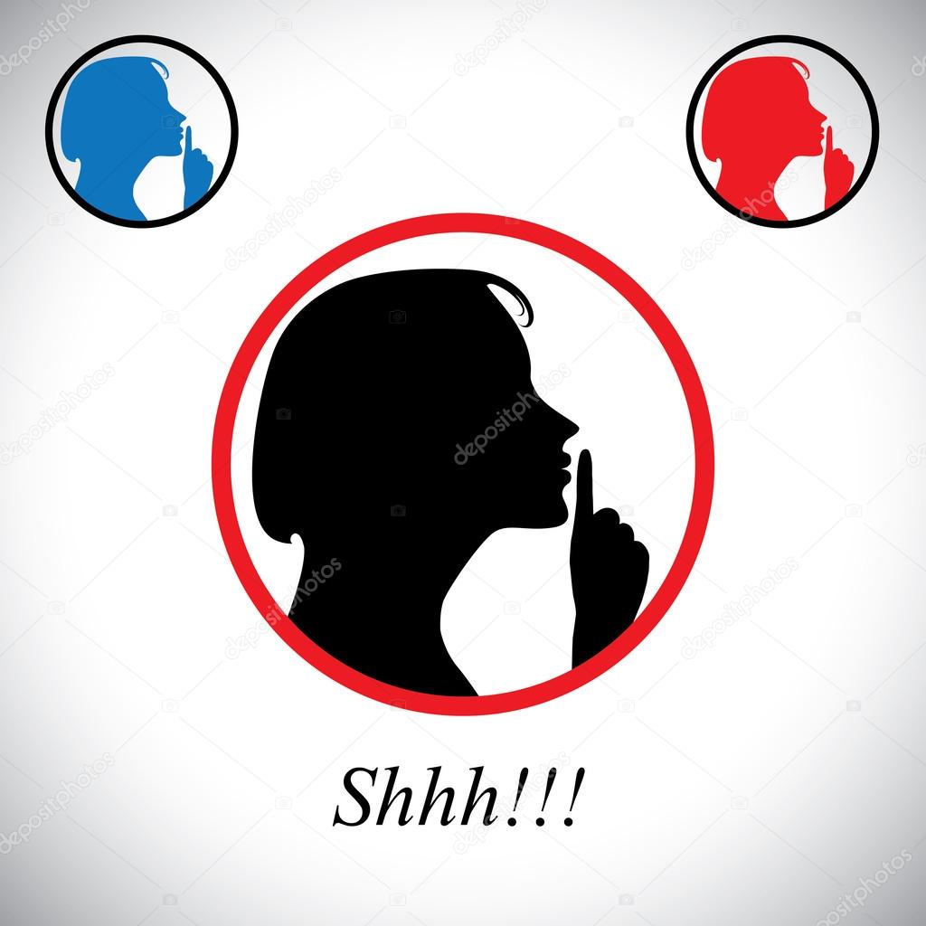 Girl gesturing silence saying shh using her hand - concept vecto Stock ...