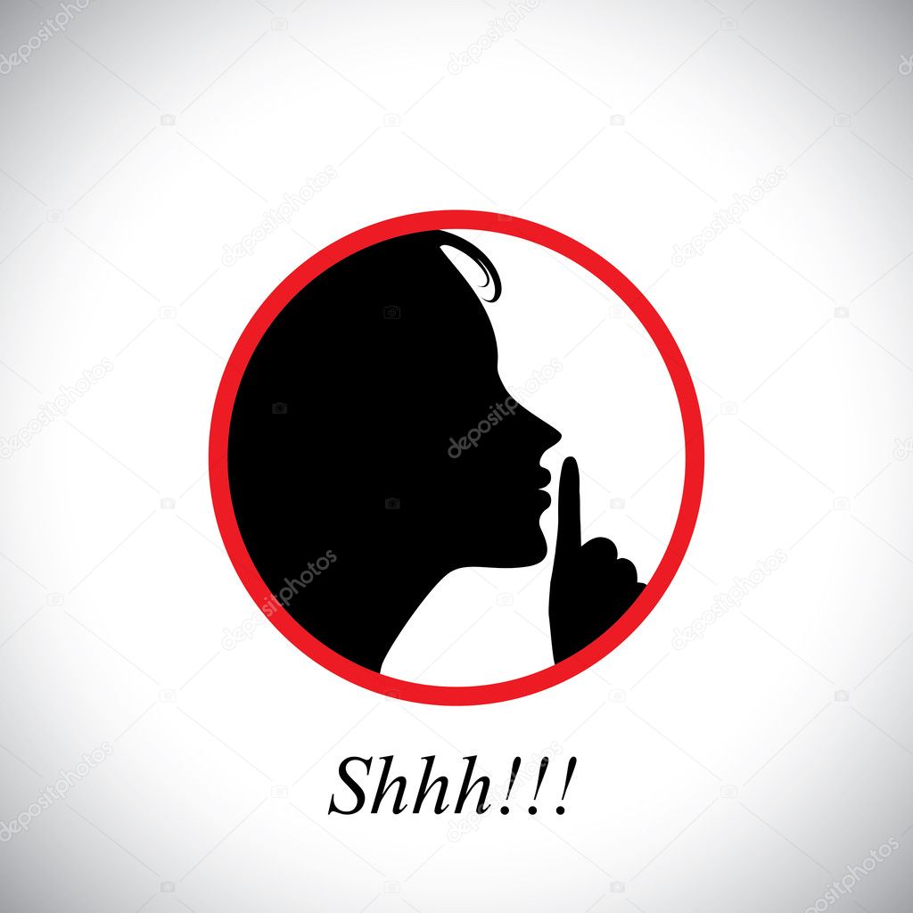Young woman saying shh & gesturing using her forefinger - concep ...