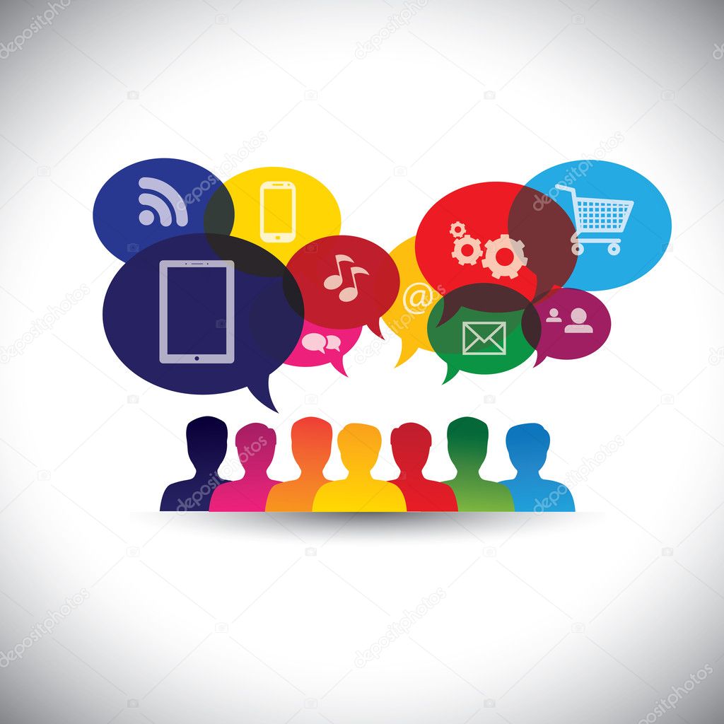 Icons of consumers or users online in social media, shopping - v Stock ...