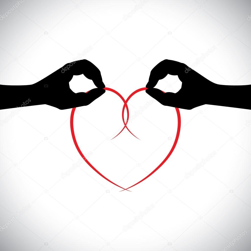 concepto de vector de amor - dos amantes de las manos sosteniendo el ...