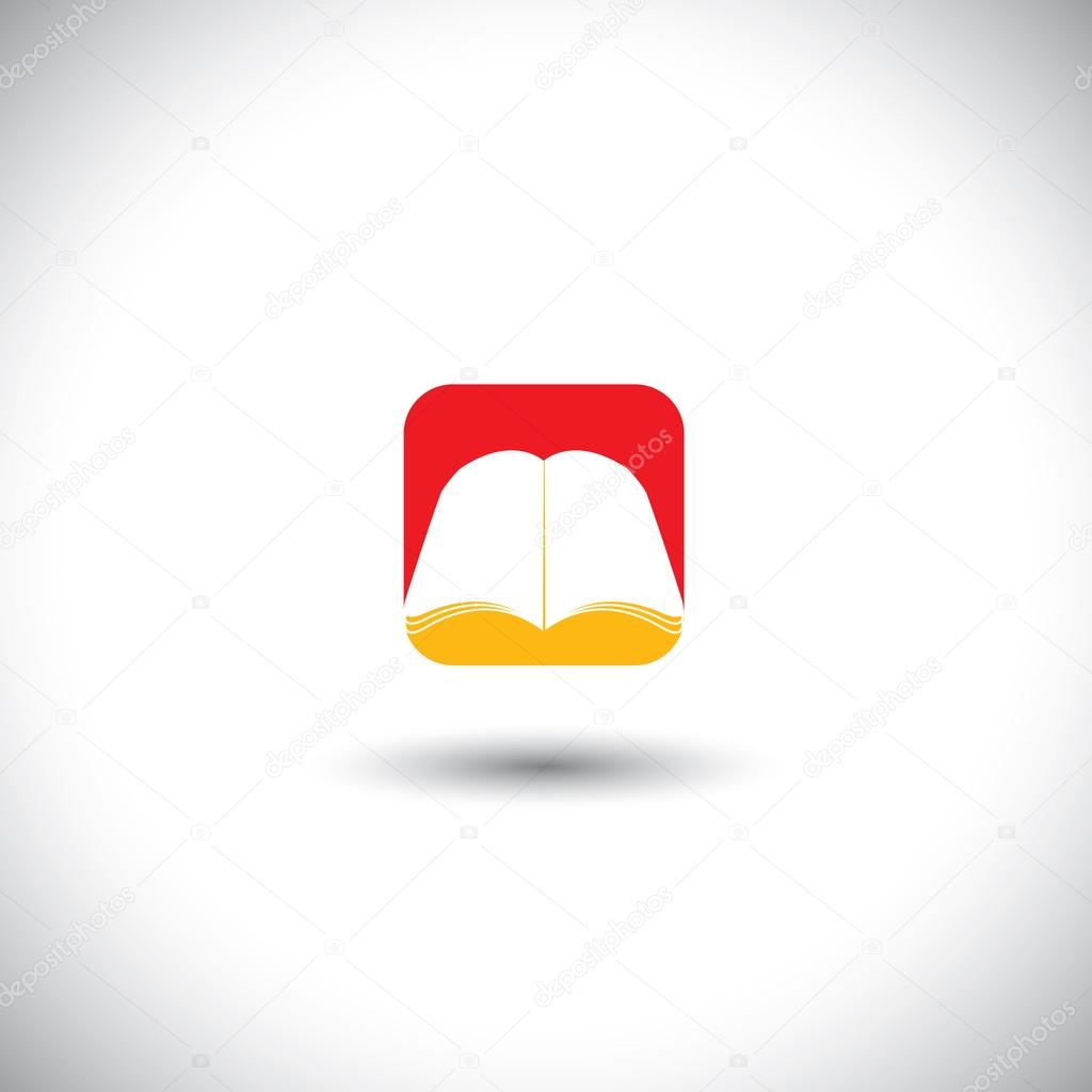 Concept vector icon - book symbol in red & yellow colors — Stock Vector ...