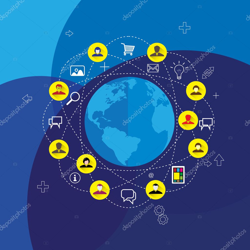 Social media & network concept vector con icone di design piatto ... Social media & network concept vector con icone di design piatto ...