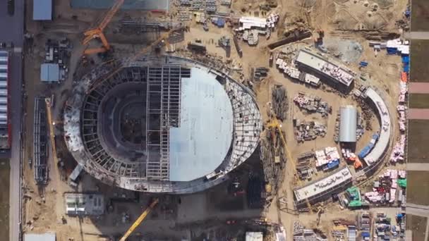 Half Roofed Sports Arena Building Supplies Cranes Construction Site ...