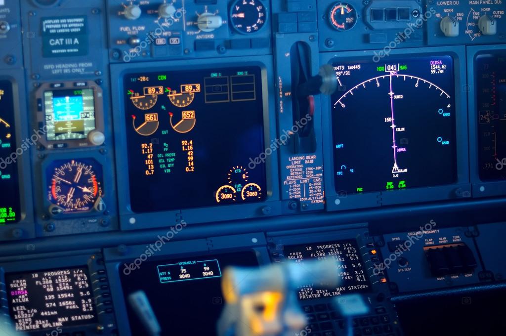 Commercial aircraft panel at night – Stock Editorial Photo © canaryluc ...