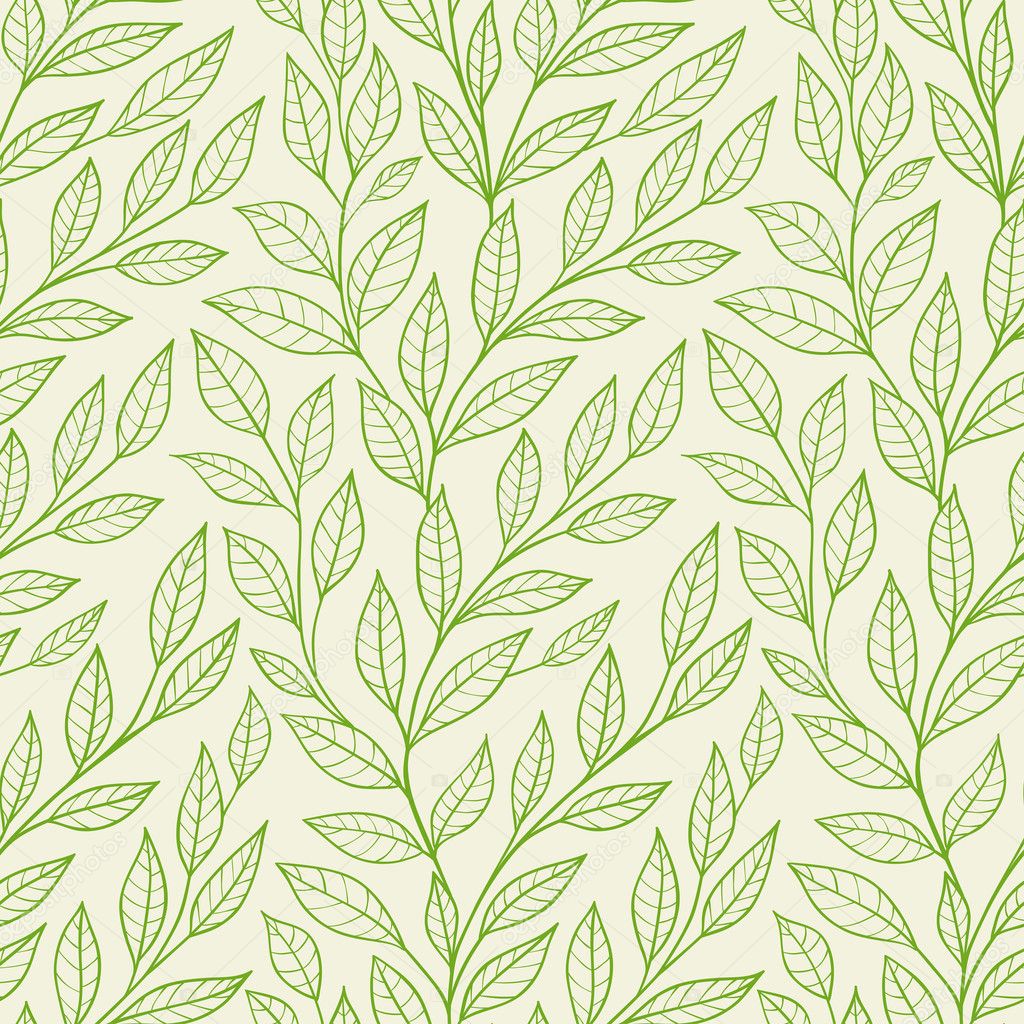 Seamless Pattern With Green Leaves — Stock Vector © Artness 34267325
