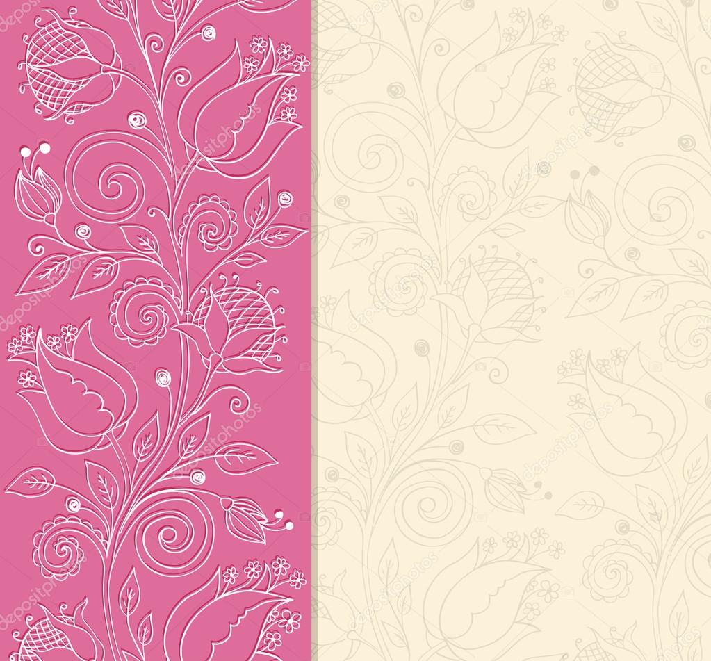 Pink background with hand drawn flowers — Stock Vector © Artness #37811999