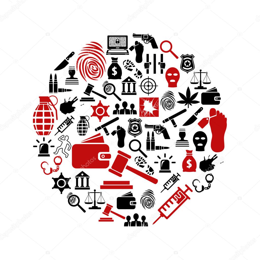 Crime and justice icons in circle Stock Vector Image by ©glorcza #47479643