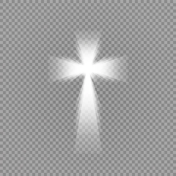Shining white cross and sunlight special lens flare light effect on ...