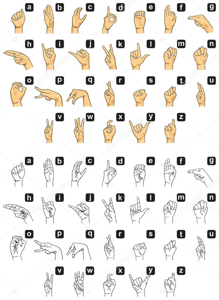 Asl alphabet hand american sign signal language letters finger spelling ...