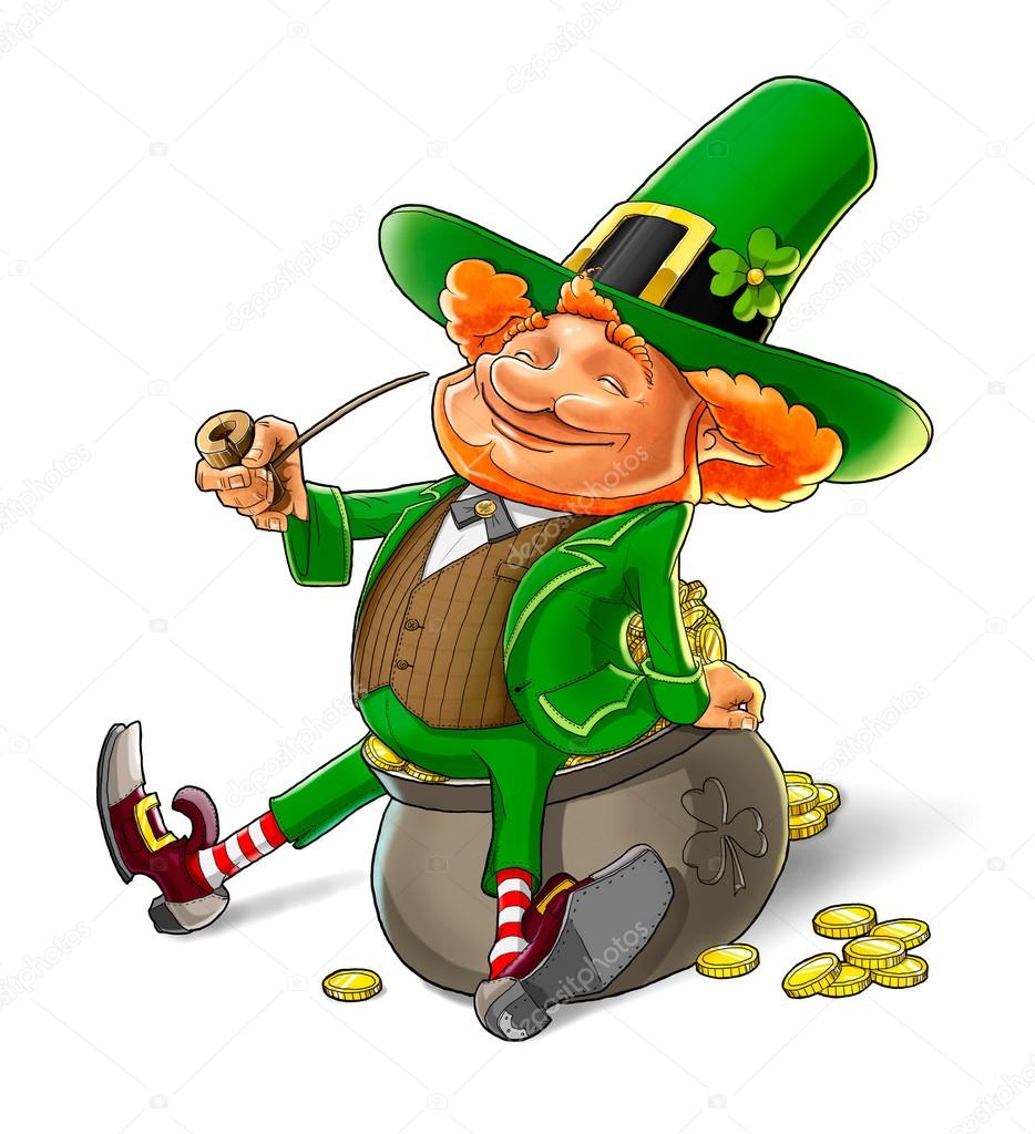 Elf leprechaun smoking pipe for saint patrick's day Stock Photo by ...