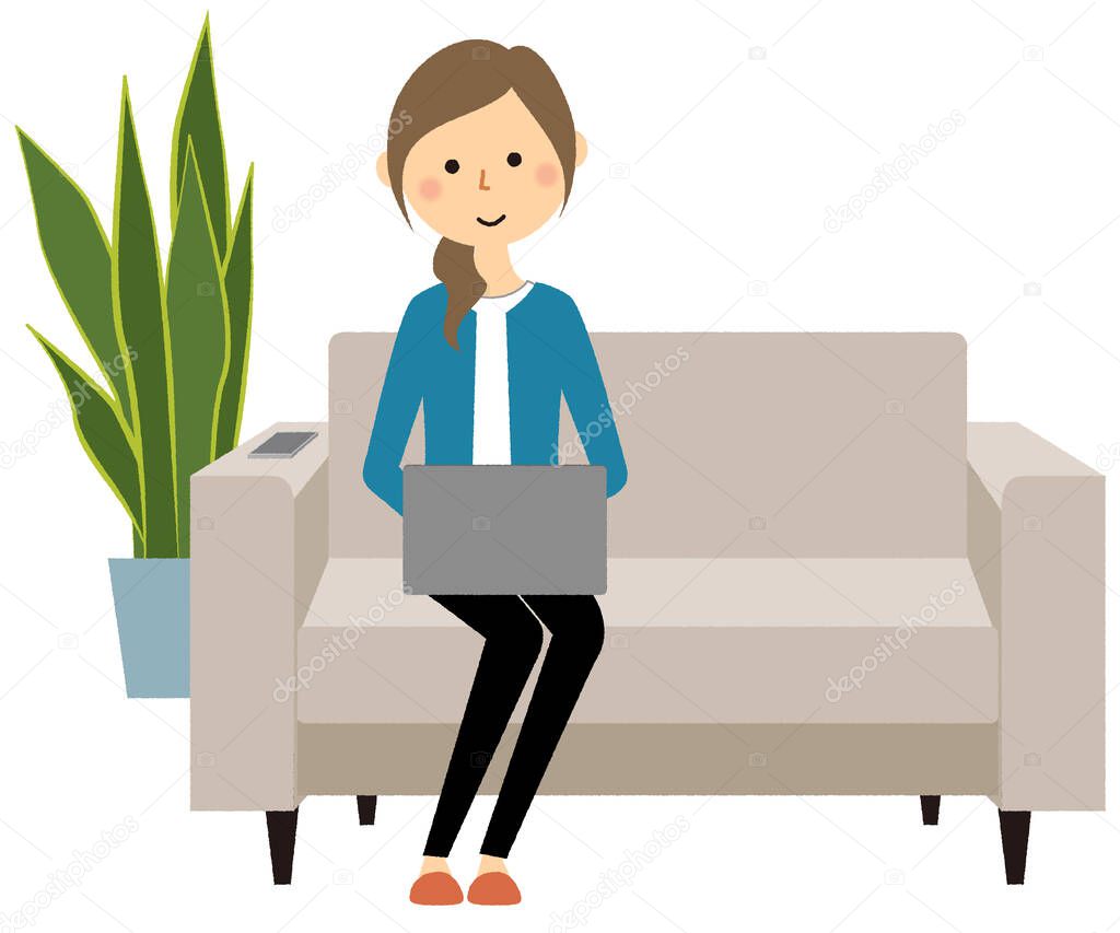 Mujer durante el trabajo remoto / Es una ilustración de una mujer ...