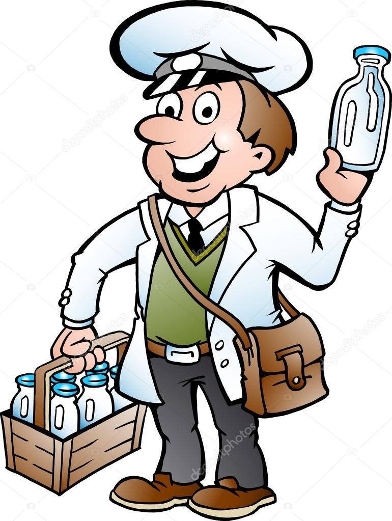Hand-drawn Vector illustration of an Happy Milkman — Stock Vector ...