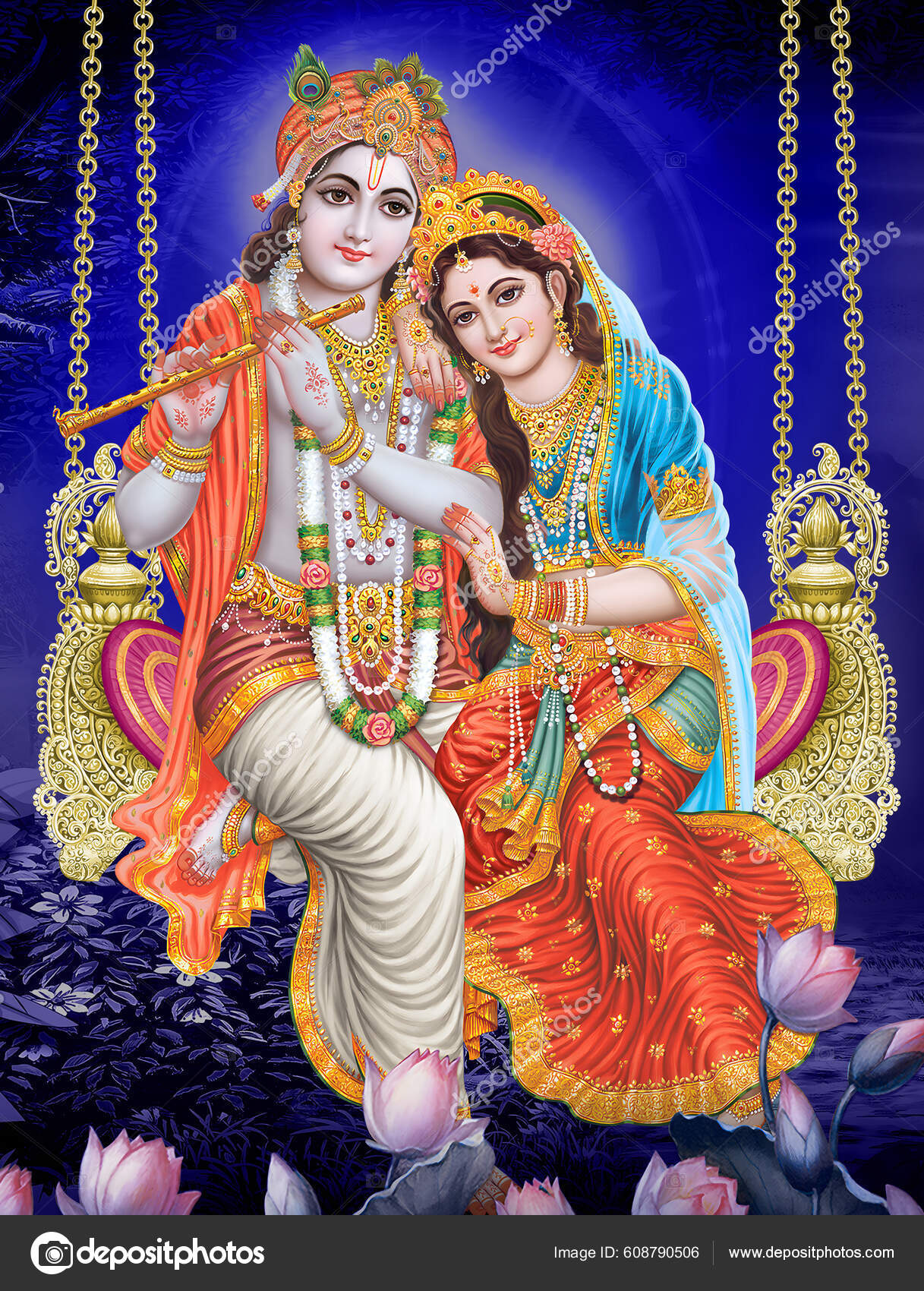Radha Krishna Julaa Blue Background — Stock Photo © mahesh_25patel ...