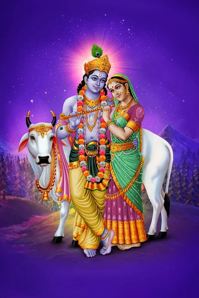 Krishna God With Cow
