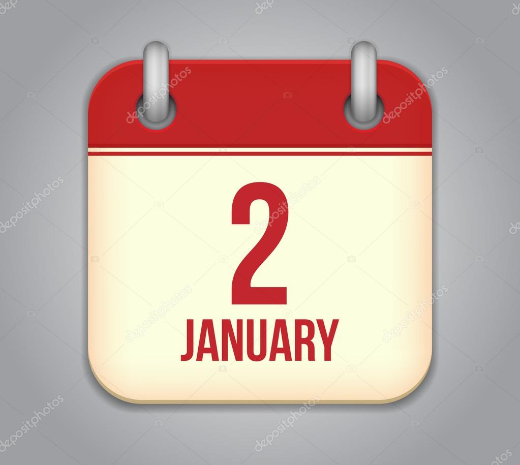 Vector calendar app icon. 2 January — Stock Vector © Astartu #29992633