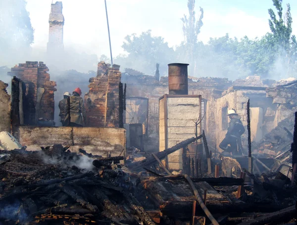 House Burning Fire Building Covered Flame Flaming Wooden Construction ...