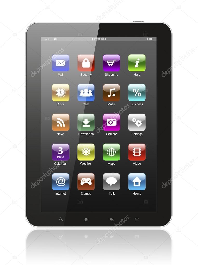 Tablet pc with icons — Stock Photo © rozelt #19237535