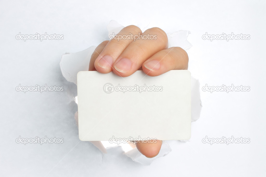 Hand holds white card Stock Photo by ©rozelt 31220689