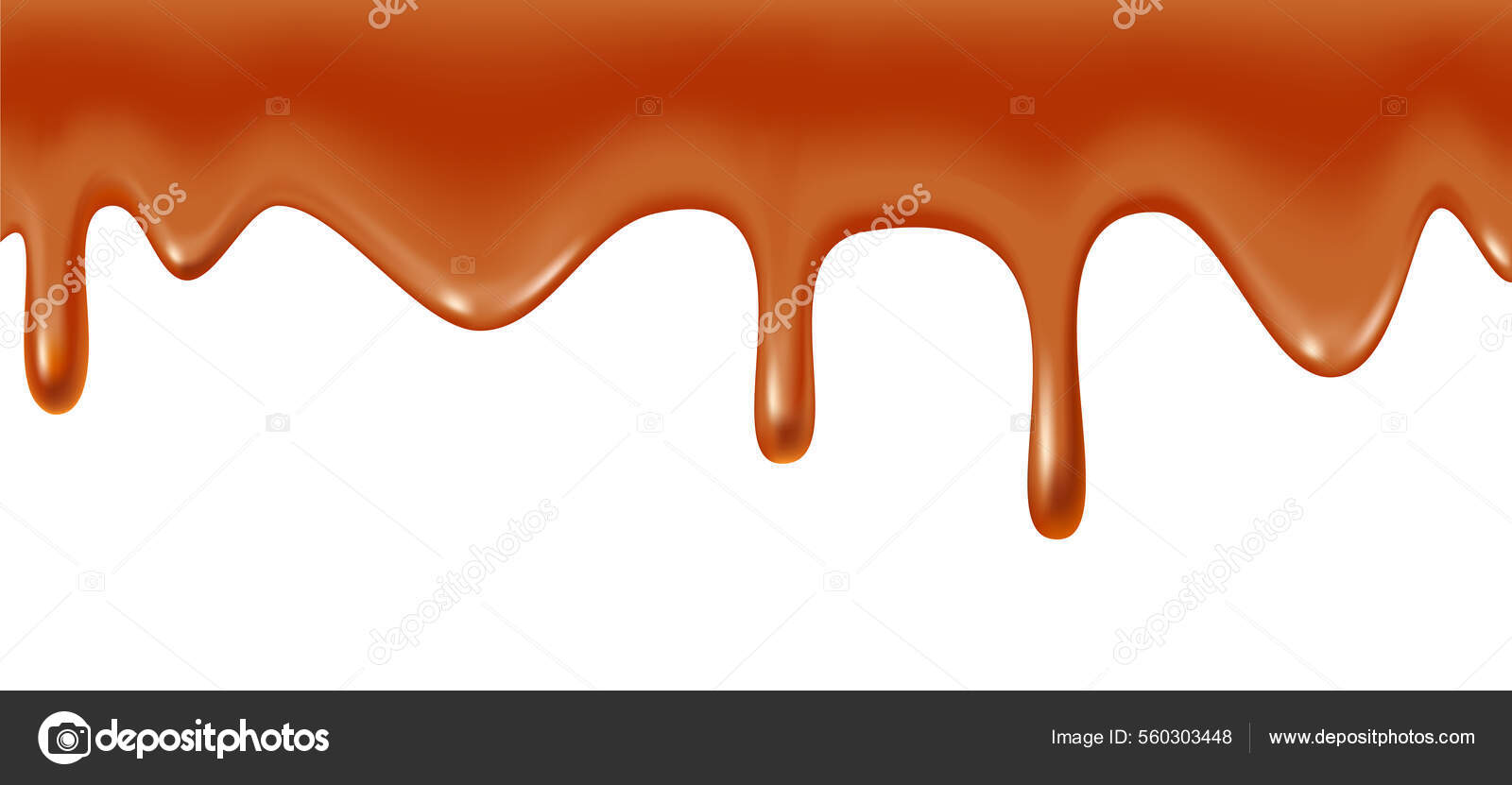 Menetes Karamel Meleleh Ilustrasi Vektor Realistis Pada Latar Belakang ...