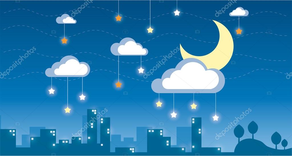 Paisaje de dibujos animados lindo noche — Vector de stock © tka4u4a ...