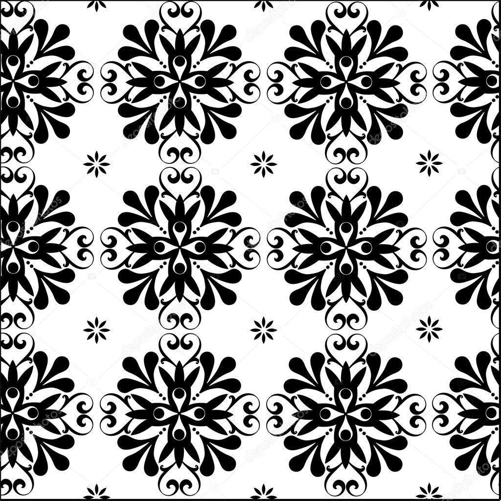 Simple black and white abstract floral pattern — Stock Vector © tka4u4a ...