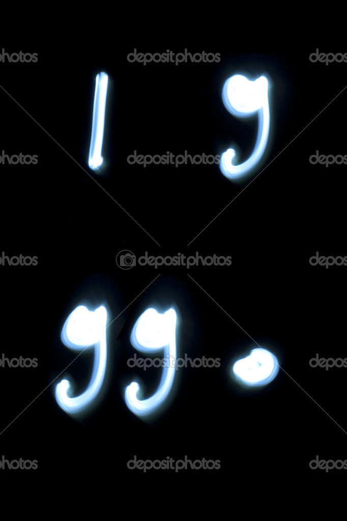Comma, point and quotes symbols from neon light. Stock Photo by ...