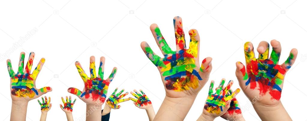 Boy hands painted with colorful paint — Stock Photo © deyangeorgiev2 ...