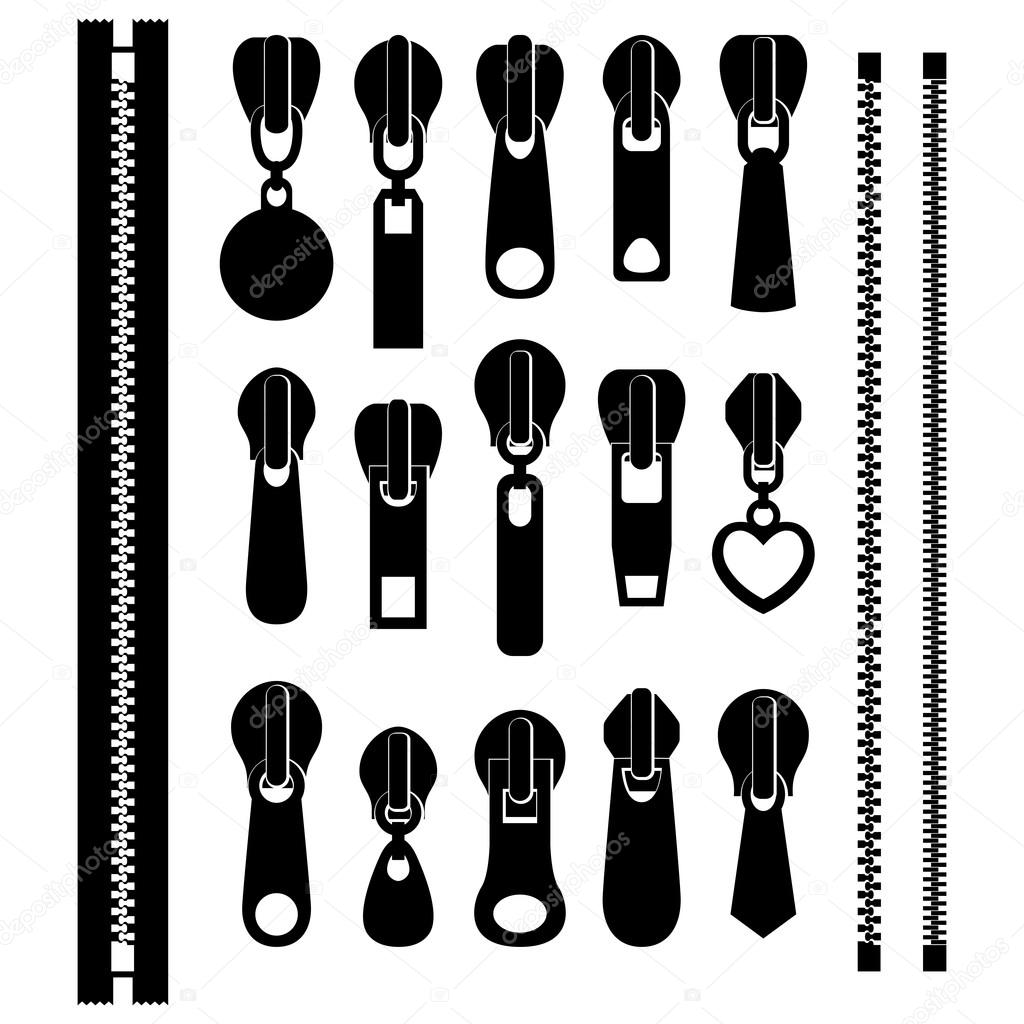 Set of different zippers Stock Vector Image by ©angle #35682669