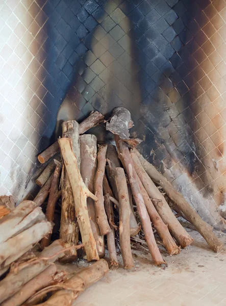 Several logs in the fireplace - Stock Image - Everypixel