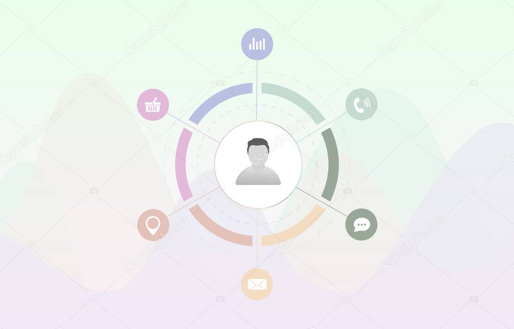Ilustración del concepto de gestión de datos del cliente. Base de datos ...