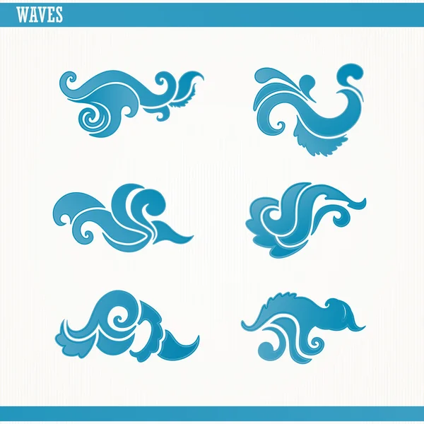 Set of stylized waves on a light background ⬇ Vector Image by ...