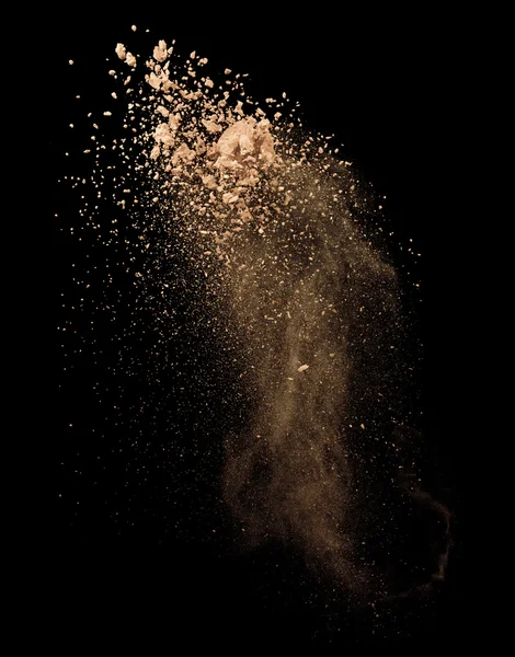 Golden Powder Explosion Black Background Freeze Motion — Stock Photo ...