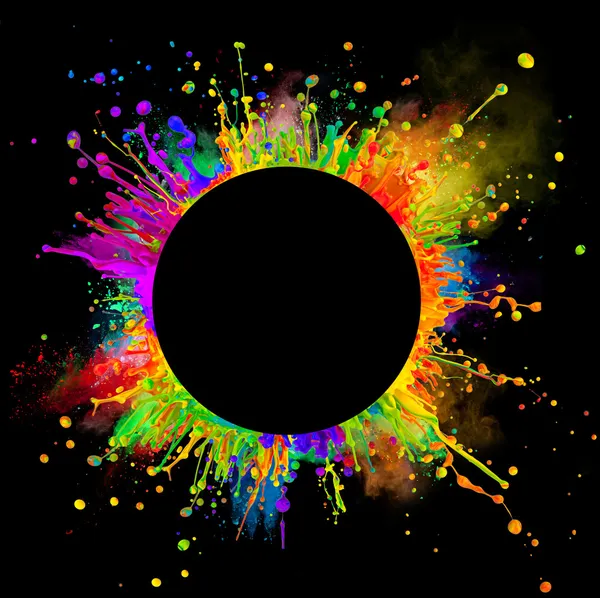 Colored paint splashes in round shape - Stock Image - Everypixel