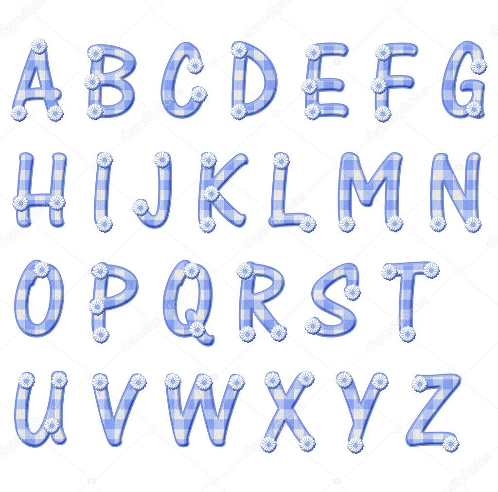 Blue Gingham and flower alphabet letters — Stock Photo © karenr #20464361