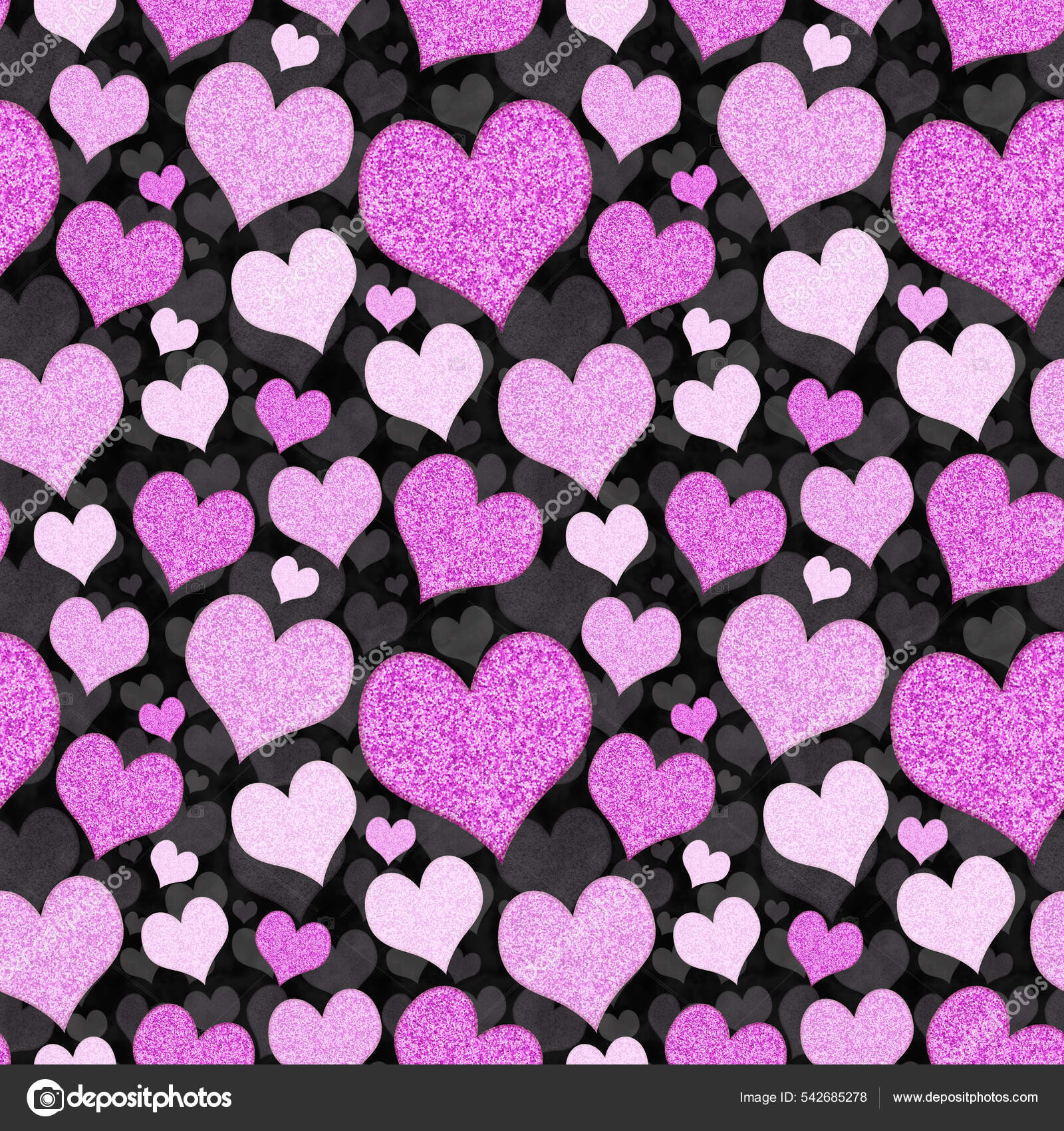 Purple And Black Hearts Background